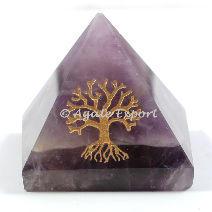 Shop Online for Amethyst Engraved Tree of life Pyramids - Agate Export